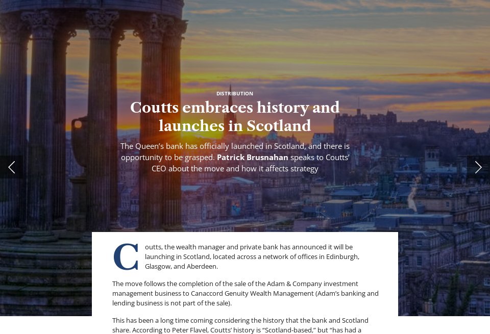 Coutts embraces history and launches in Scotland - PBI Subscriber ...