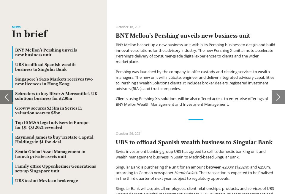 News in brief - PBI Subscriber edition | Issue 397 | October 2021