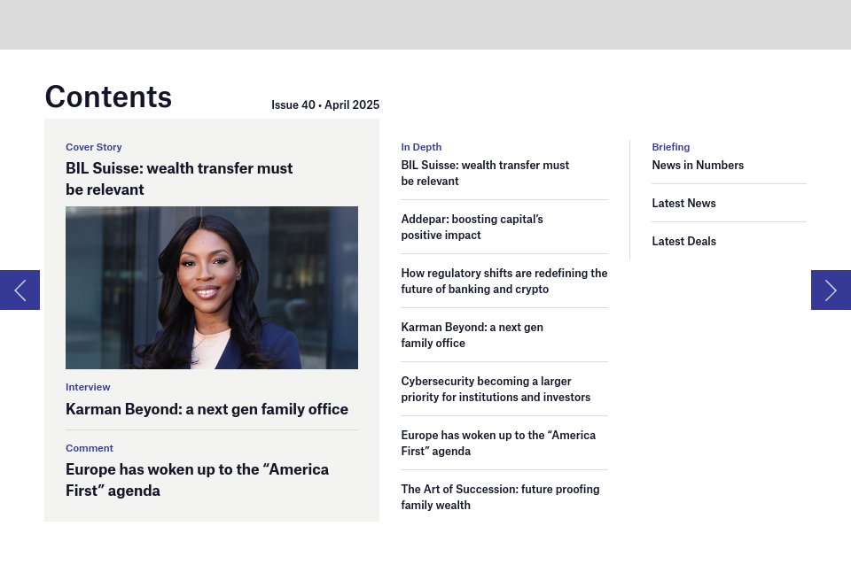 Contents - Private Banker International | Issue 40 | April 2025